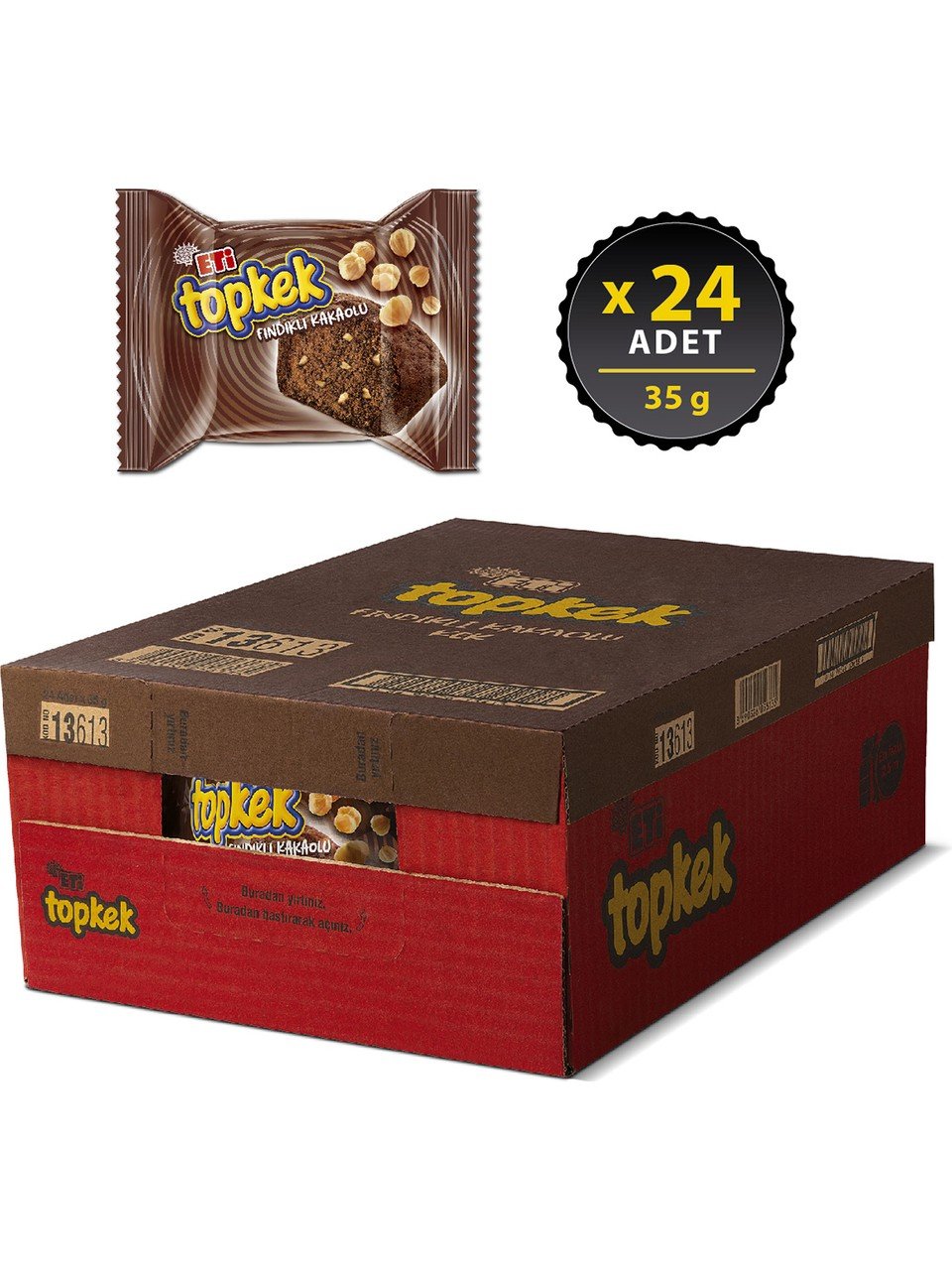 Eti Topkek Fındıklı Kakaolu Kek 35 g x 24 Adet Yumuşak Dokulu Türkiye ...